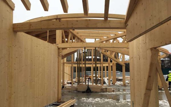 Estructura radial de madera para pabellón infantil – e-STRUC