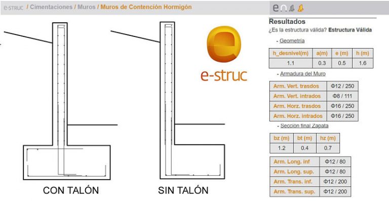 Muros de contención con talón o sin talón – e-STRUC